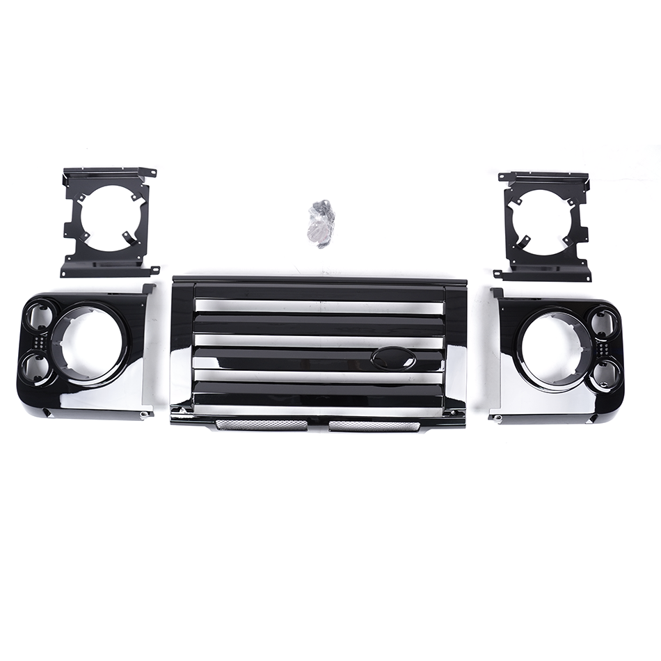 Land Rover Defender Front Grille+Headlamp Cases Gloss Black