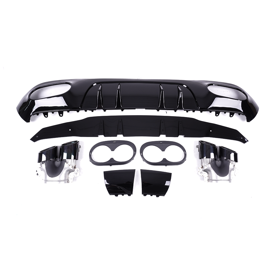 Mercedes W176 A Class A45 Diffuser + Exhaust Tips Black